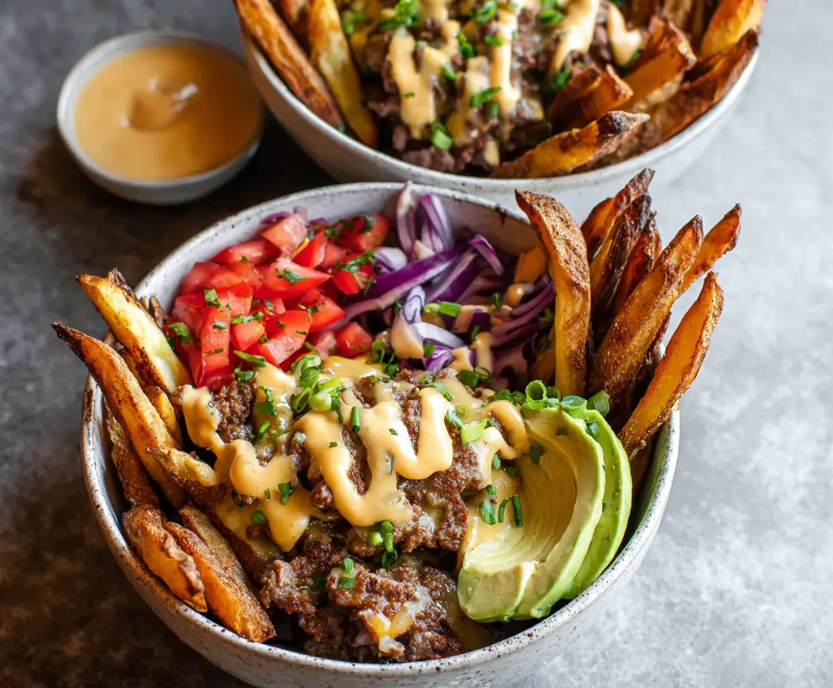 Whole30 Burger Bowls with Crispy Fries