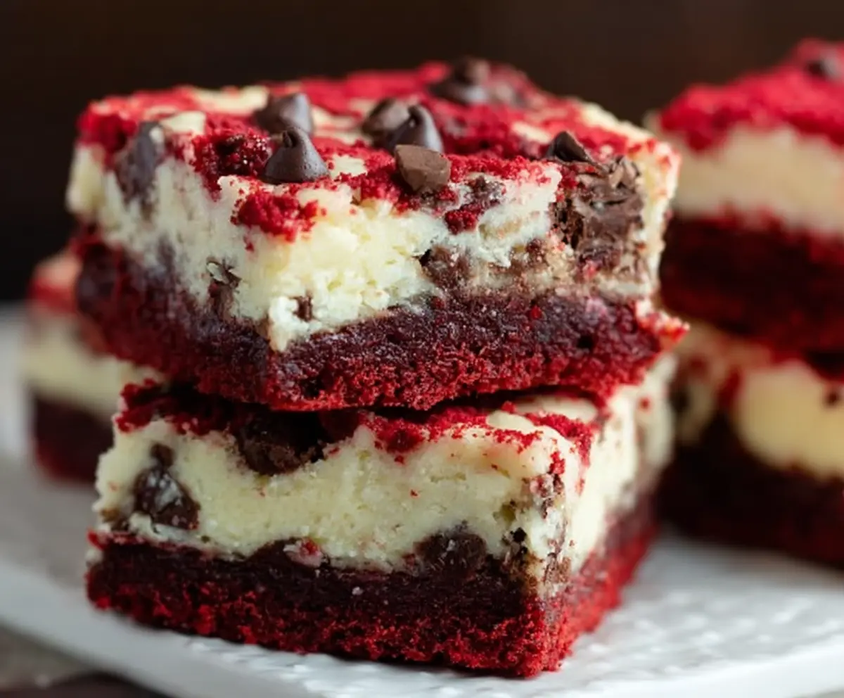Red Velvet Chocolate Chip Cheesecake Bars